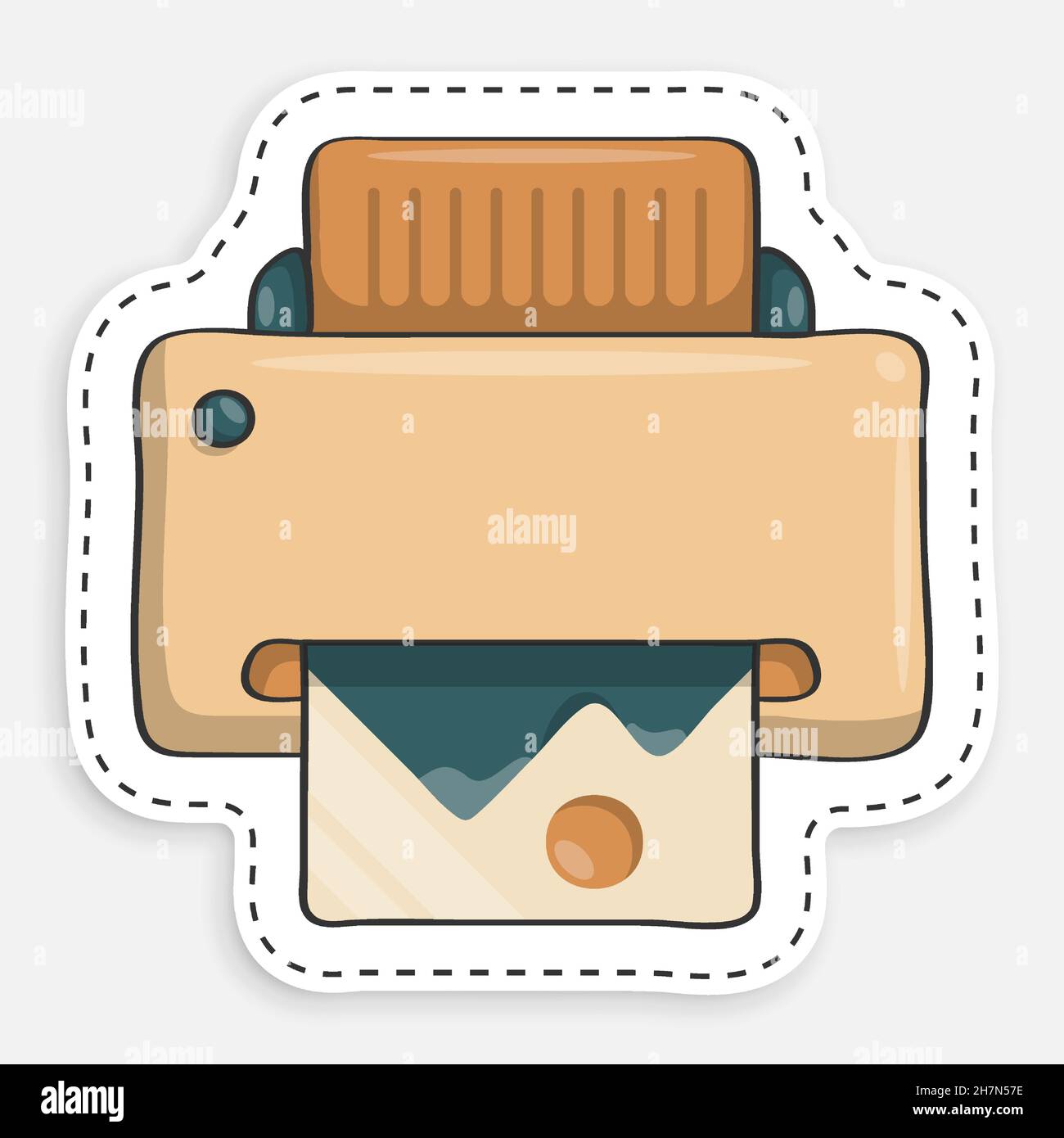 cartoon icon of doodle inkjet printer. Printing documents in office ...