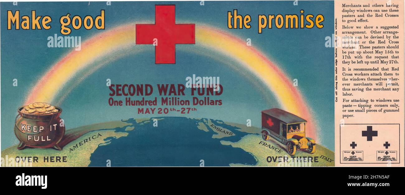 Red Cross Poster - U.S World War One Propaganda - 1914-115 Stock Photo ...