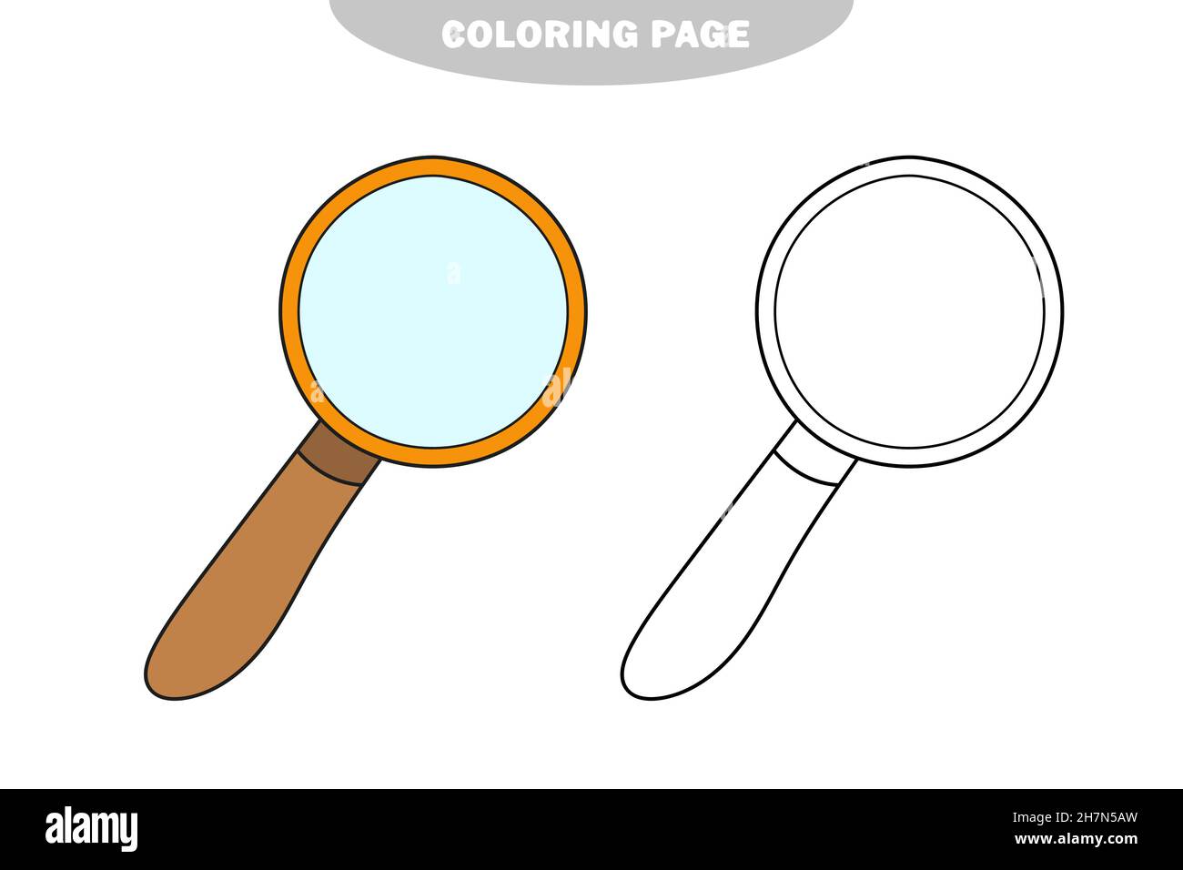 Simple coloring page. Coloring book, magnifying glass vector image for ...
