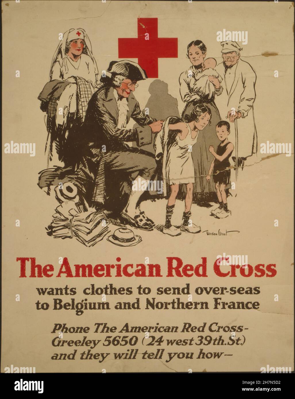 Red Cross Poster - U.S World War One Propaganda - 1914-1918 - 07 Stock ...