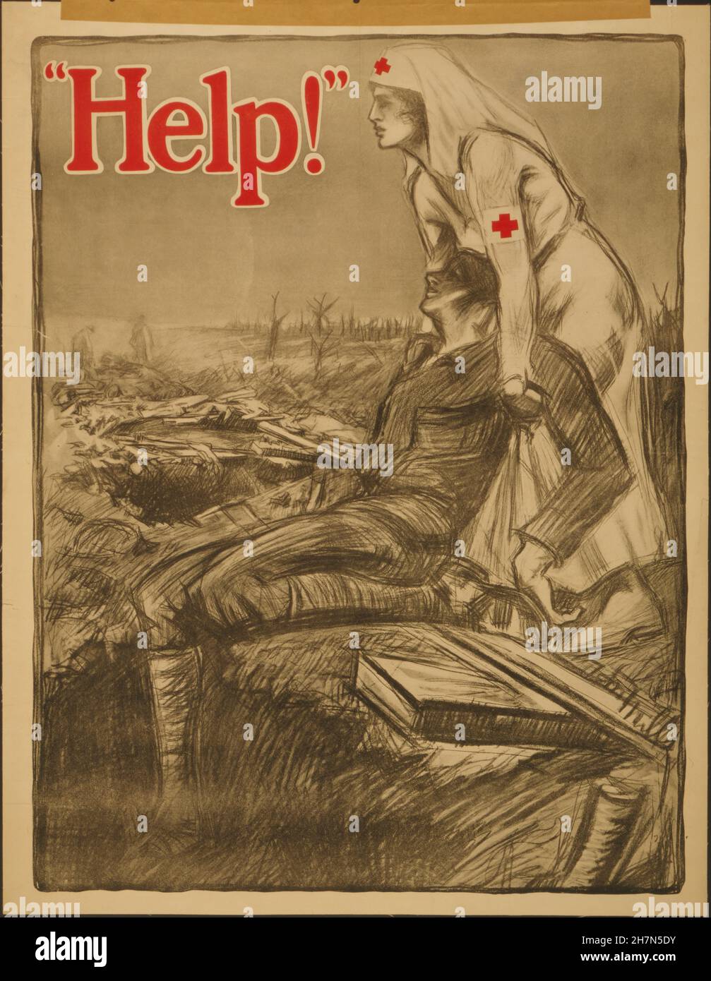 Red Cross Poster - U.S World War One Propaganda - 1914-1918 - 23 Stock ...