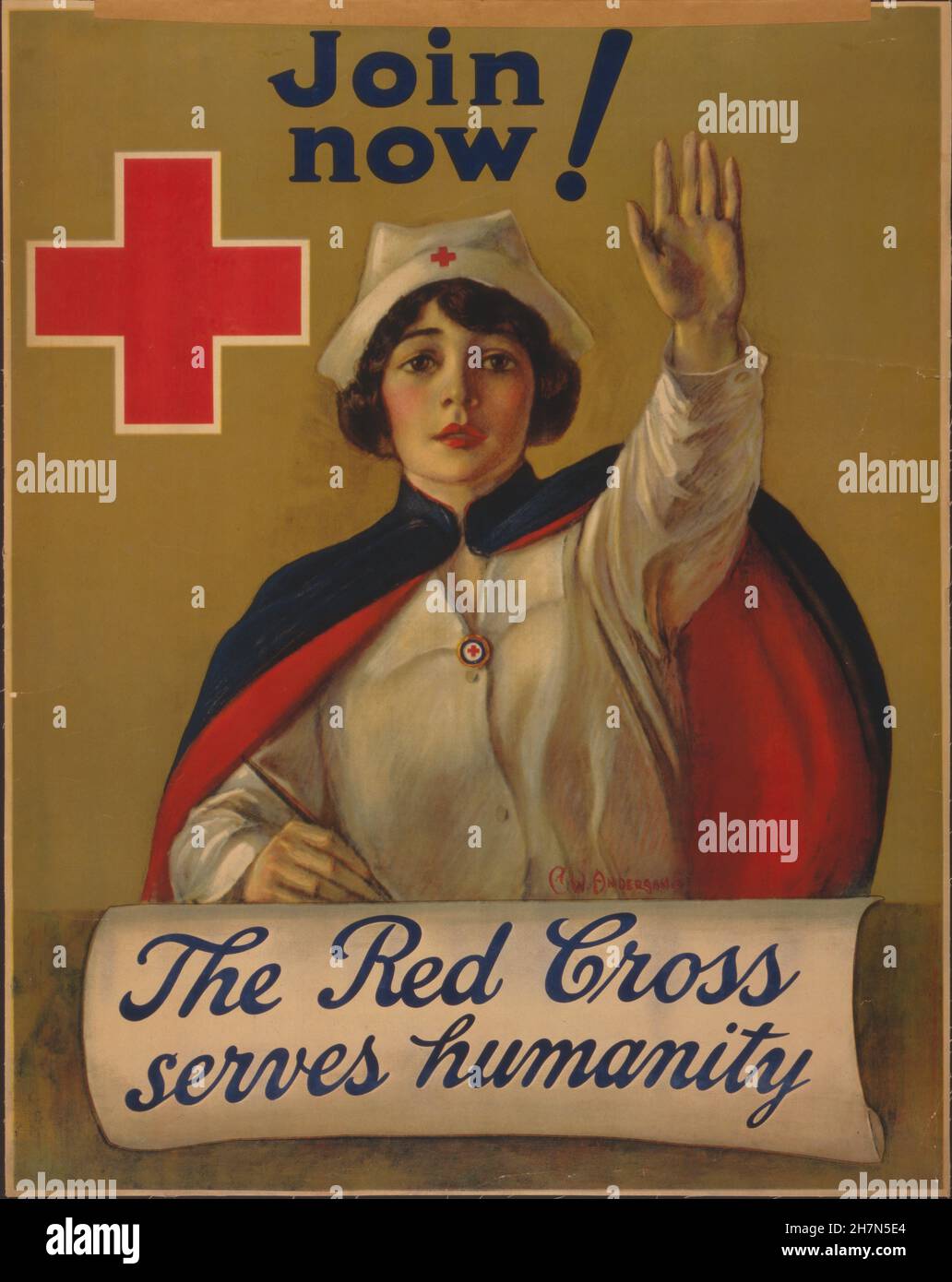 Red Cross Poster - U.S World War One Propaganda - 1914-1918 - 24 Stock ...