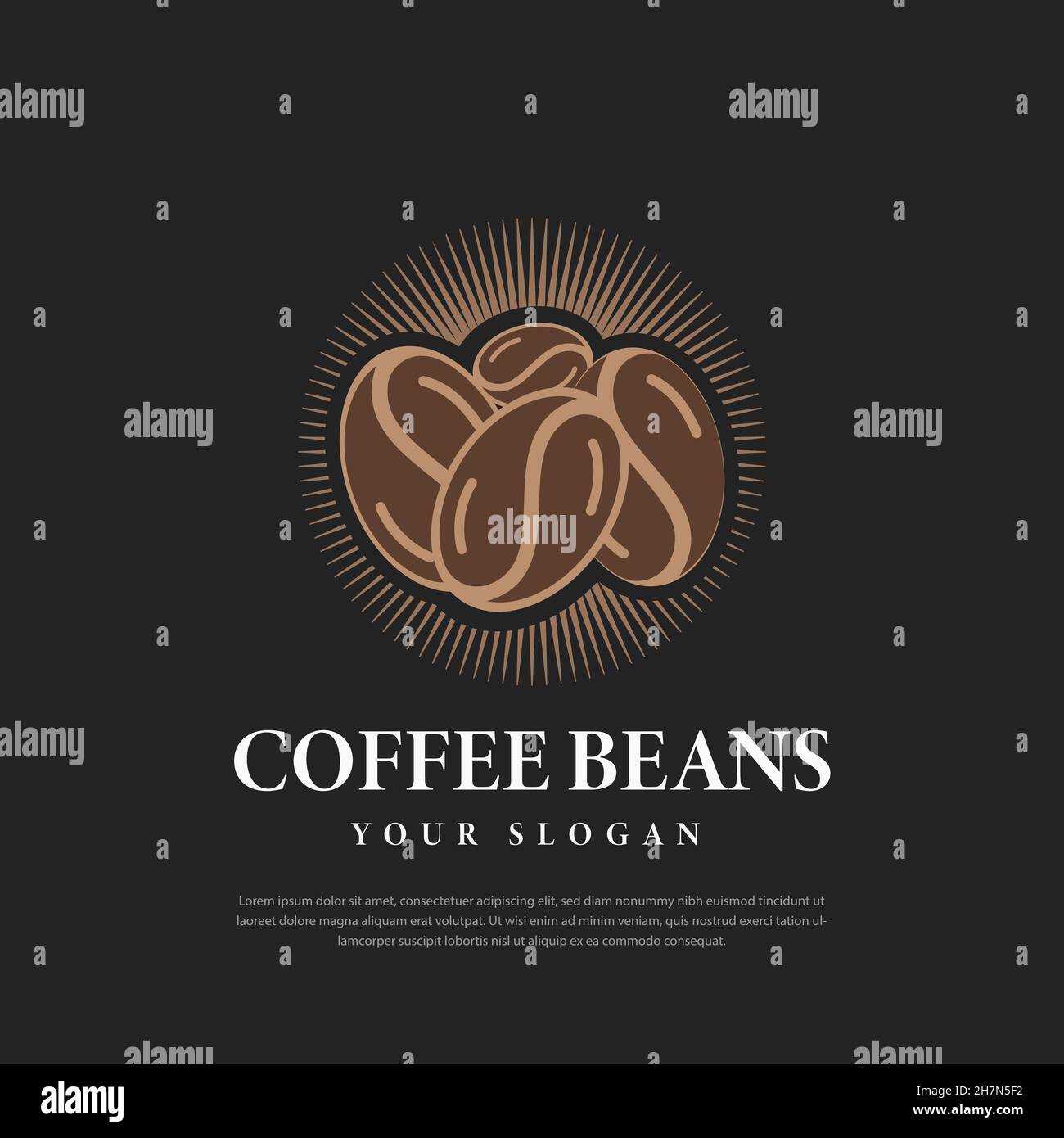 Coffee bean logo coffee vector illustration Design template, black ...