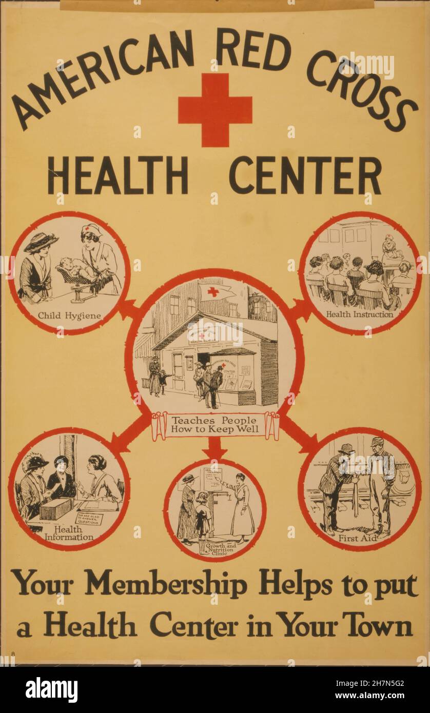 Red Cross Poster - U.S World War One Propaganda - 1919 - 30 Stock Photo ...