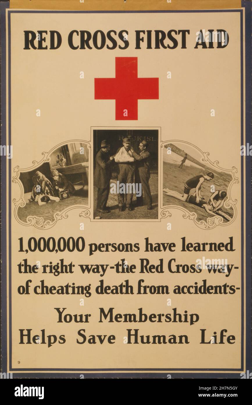 Red Cross Poster - U.S World War One Propaganda - 1919 - 33 Stock Photo ...
