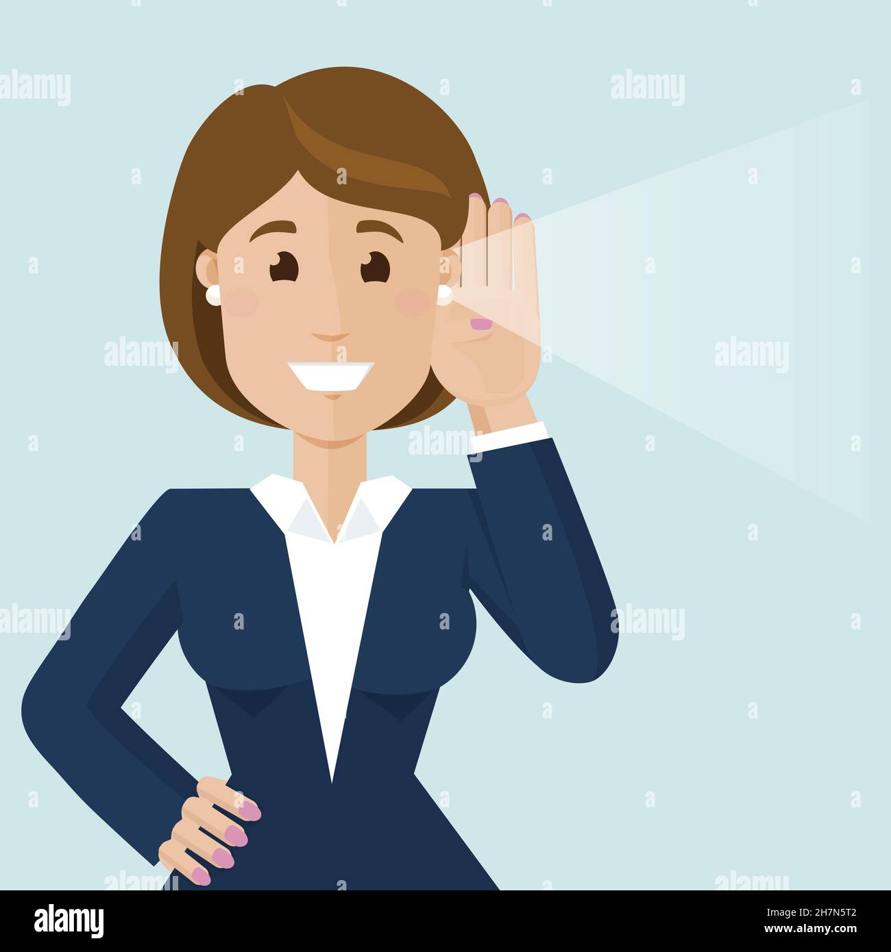 The businesswoman hear a good news.Modern vector illustration in flat ...