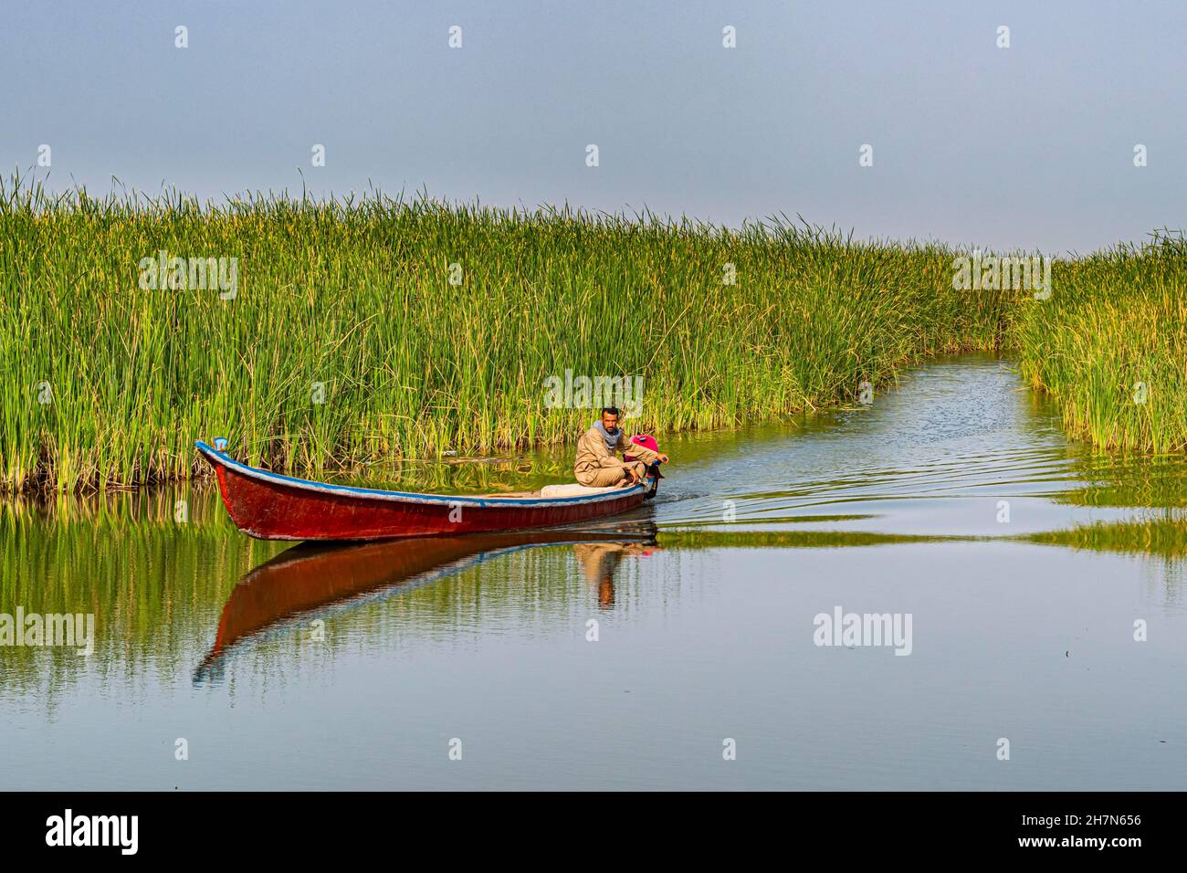 Little boat in the Mesopotamian Marshes, Ahwar of southern Iraq, Unesco ...