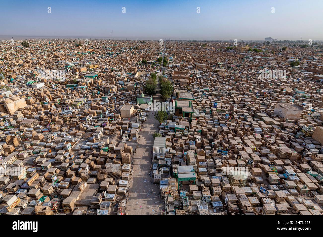 Overlook over Wadi Al-Salam or valley of peace Cemetery, Najaf, Iraq ...