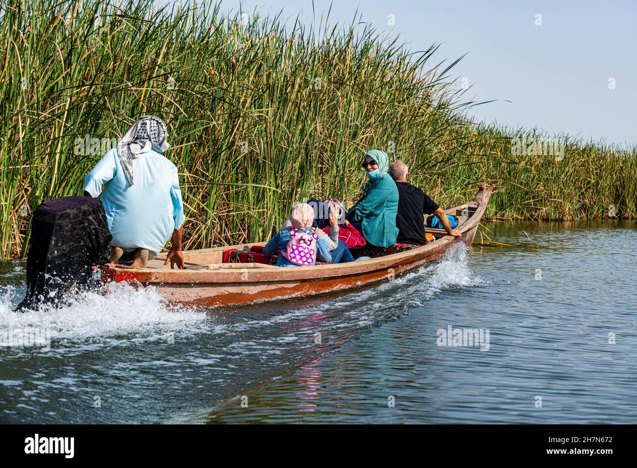 Local boat, Mesopotamian Marshes, Ahwar of southern Iraq, Unesco site ...