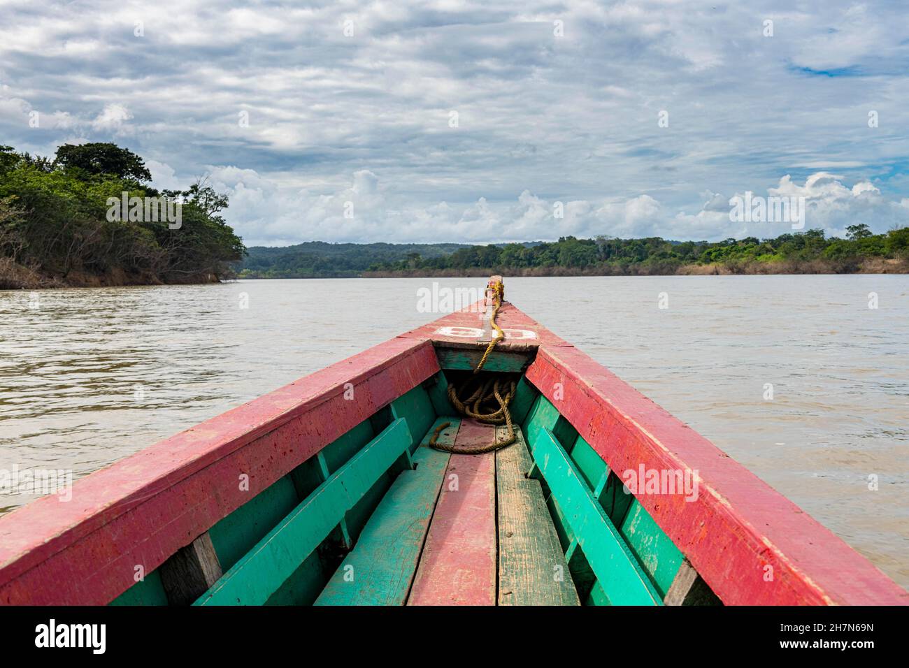 Boat on the Usumacinta river, Chiapas, Mexico Stock Photo - Alamy