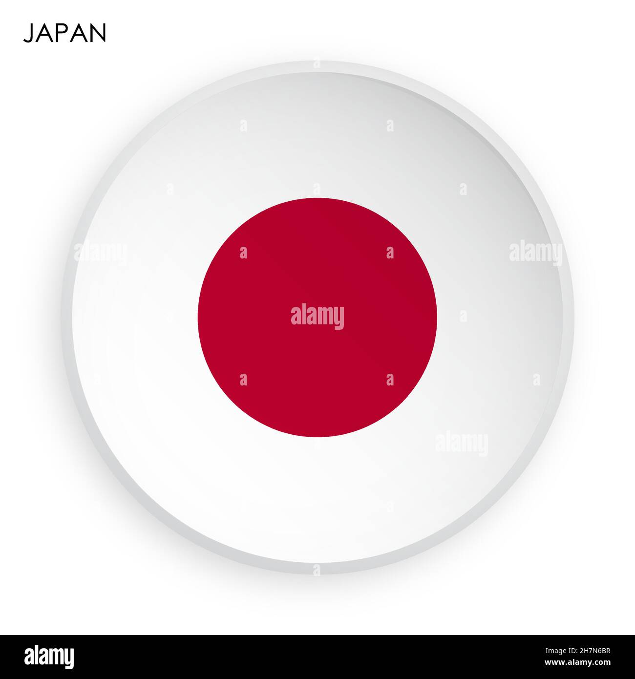 JAPAN flag icon in modern neomorphism style. Button for mobile ...
