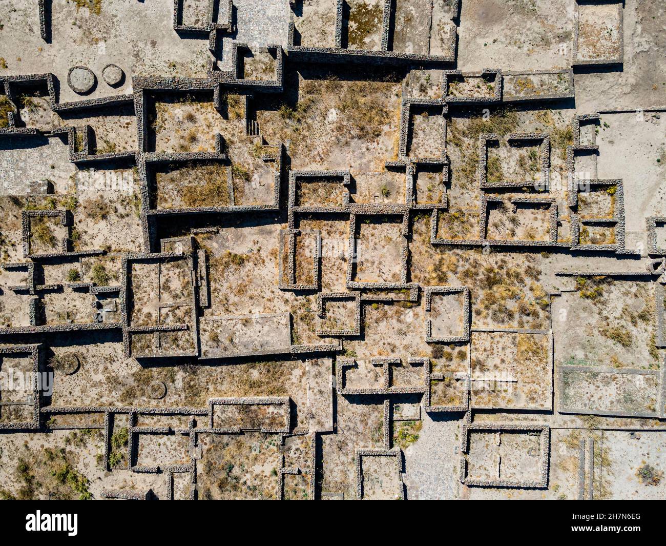 Aerial of the Mesoamerican archaeological site Tecoaque, Tlaxcala ...