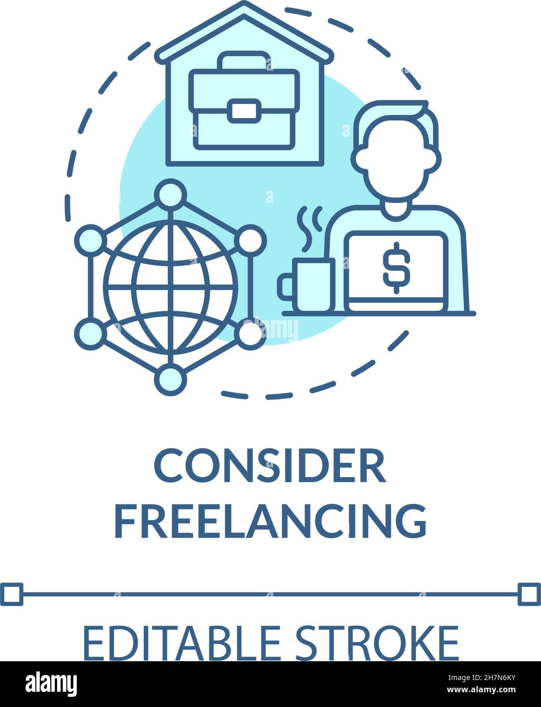 Consider freelancing blue concept icon Stock Vector Image & Art - Alamy
