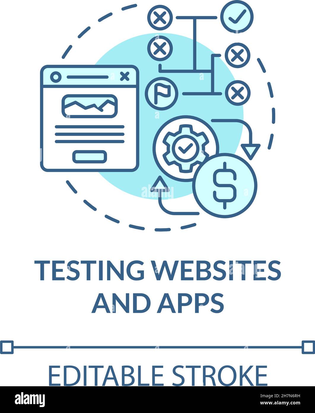 Testing websites and apps blue concept icon Stock Vector Image & Art ...