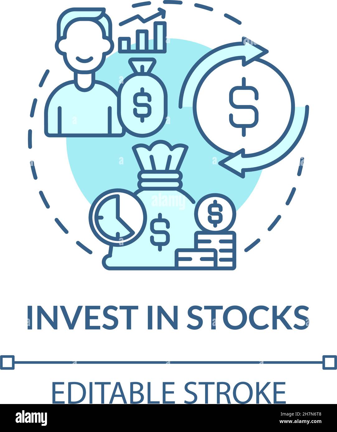 Invest in stocks blue concept icon Stock Vector Image & Art - Alamy