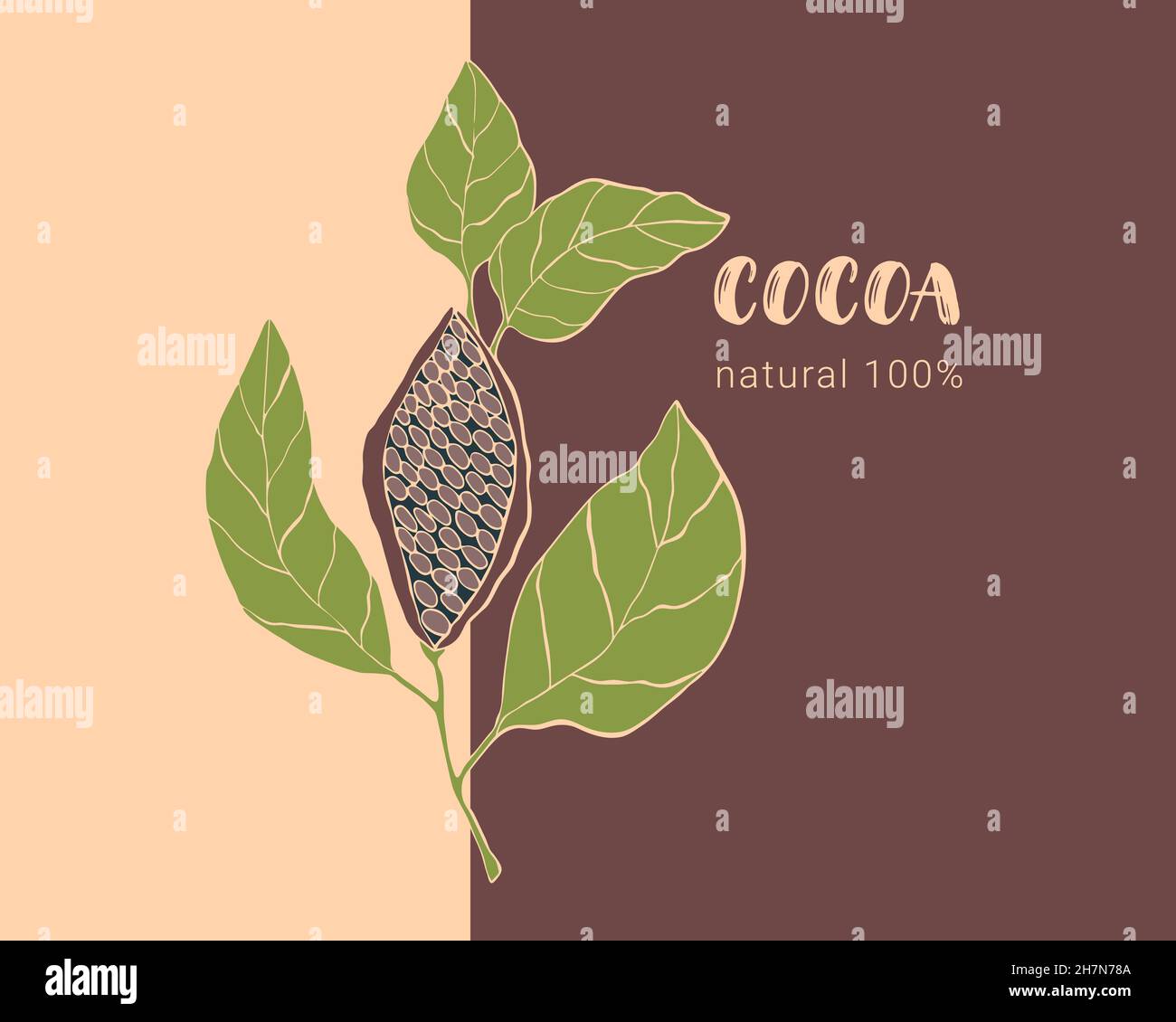Cocoa design template banner label background. Hand drawing doodling ...