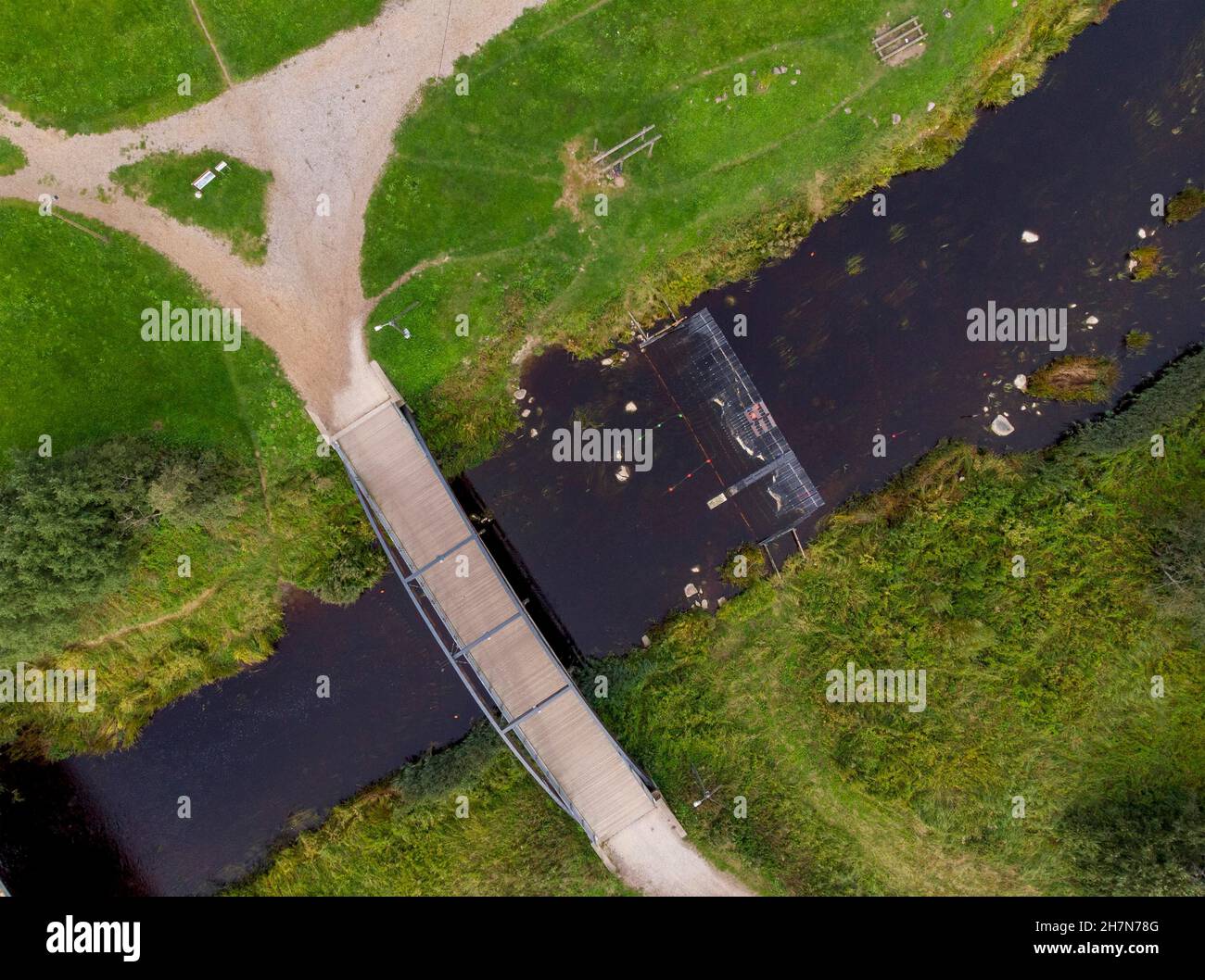 Luekati footbridge over the Pirita River, aerial view, Tallinn, Estonia ...