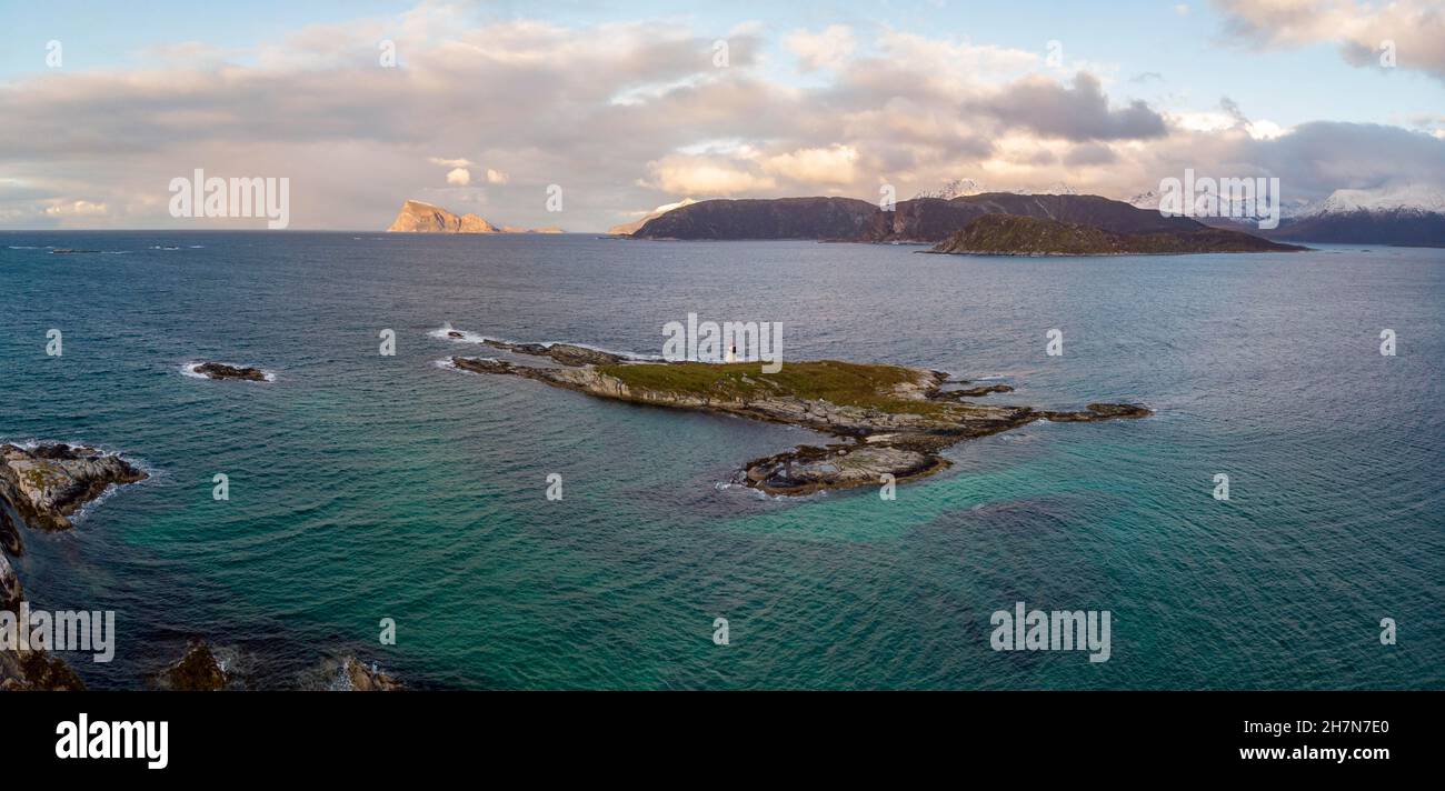 Saltholme Island with lighthouse, view over Hajafjorden Bay to Haja ...
