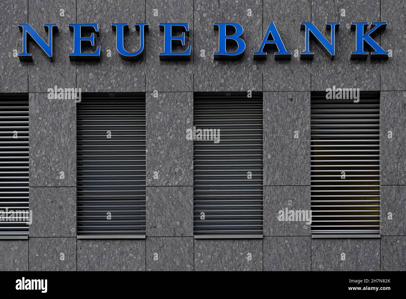 Building and lettering Neue Bank, Vaduz, Principality of Liechtenstein ...