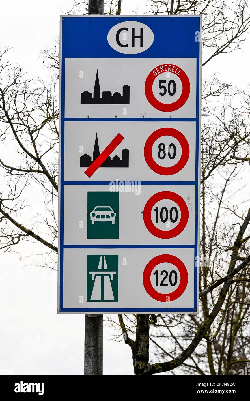 Sign Maximum Speeds Switzerland Stock Photo - Alamy