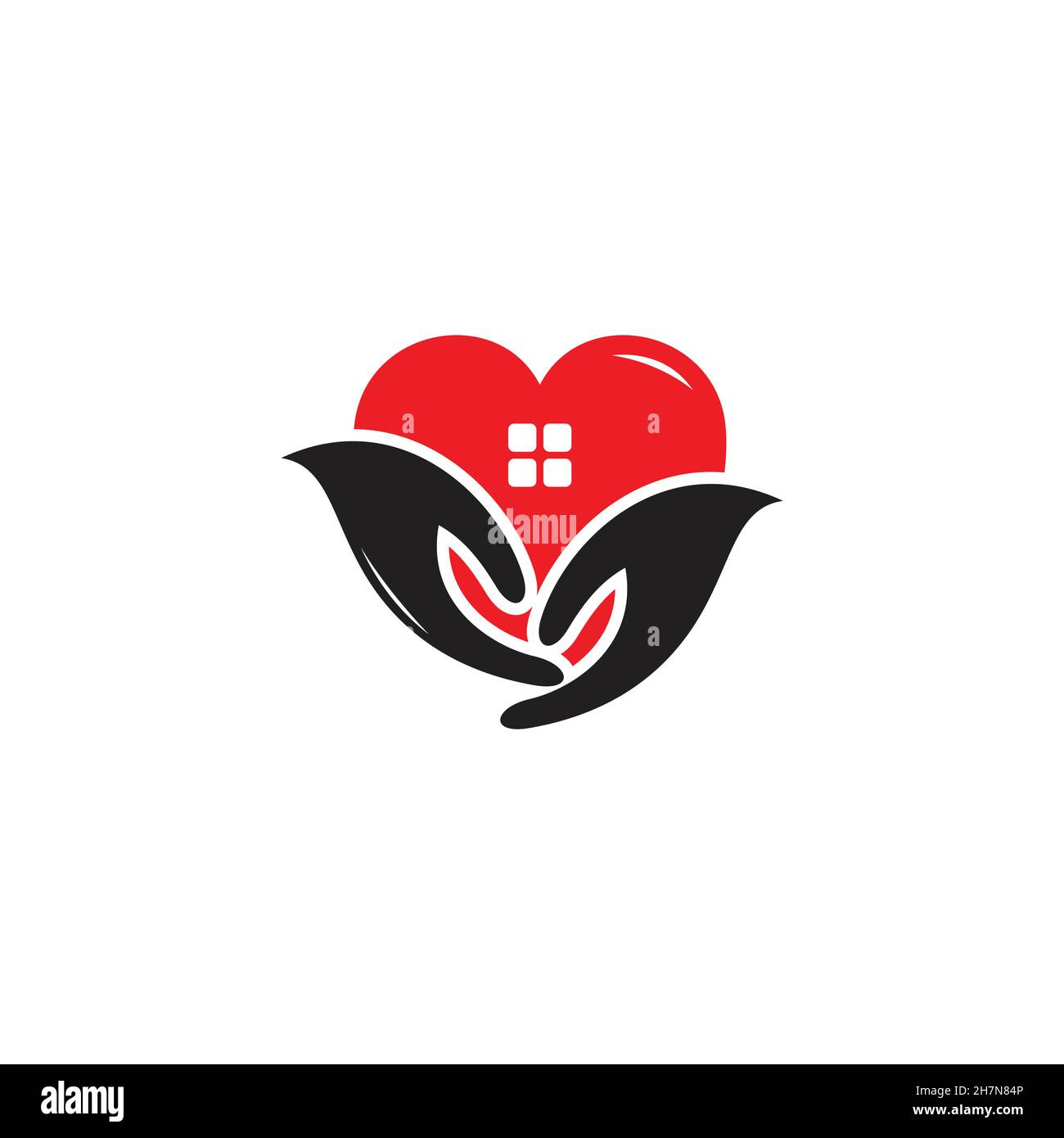 Giving love logo design template. Simple house with heart. Vector ...