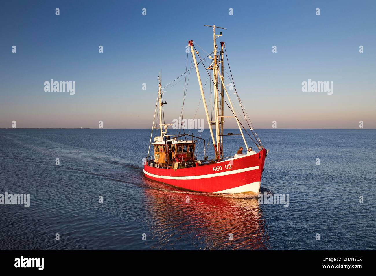 Crab cutter in the North Sea, Lower Saxony Wadden Sea National Park ...