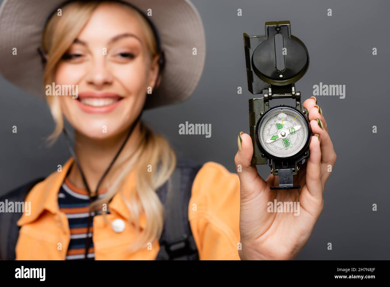 Smiling blonde tourist in hi-res stock photography and images - Alamy