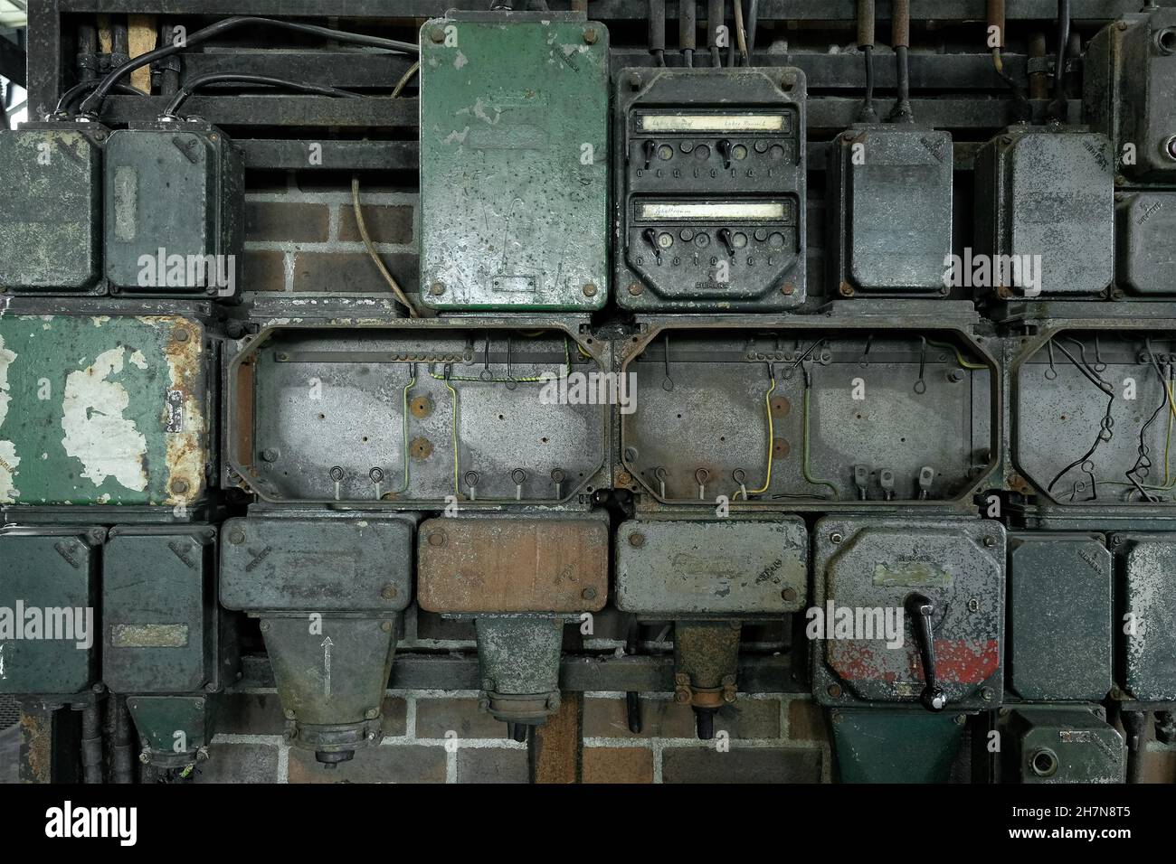 Old switch boxes in the visitor centre of the Zollverein colliery ...