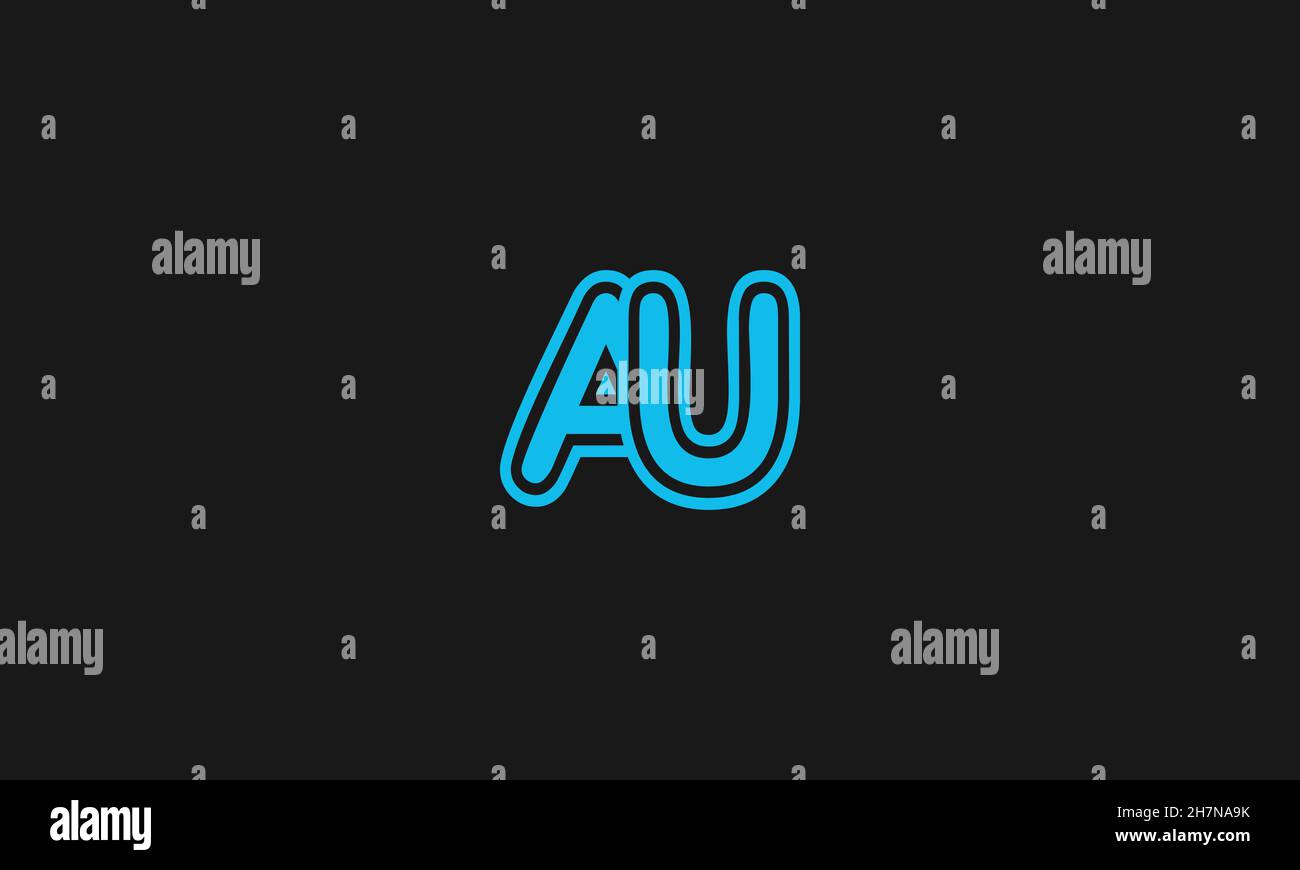 Bold letter AU logo thick one line creative minimalist style Stock ...