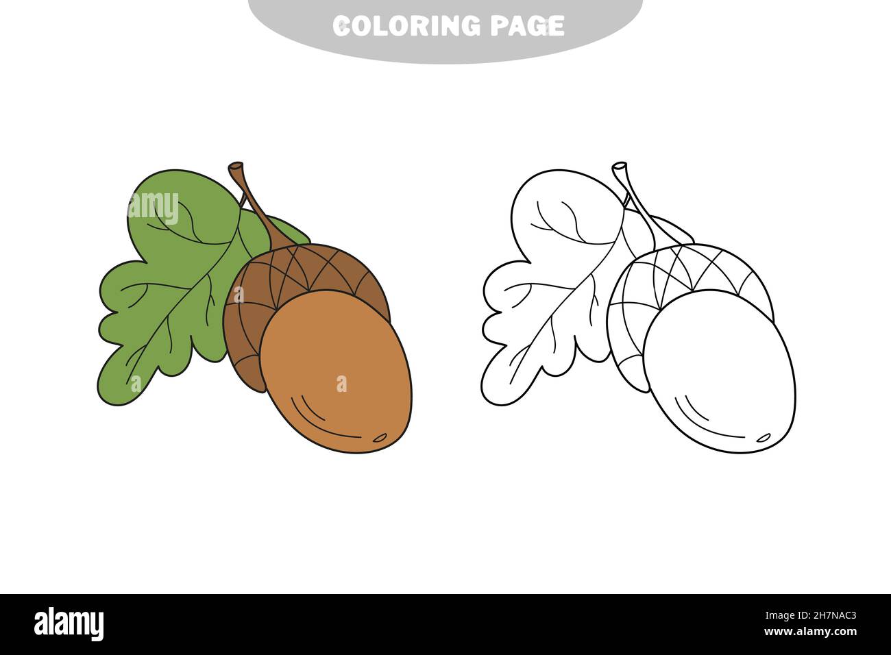 Simple coloring page. Acorn - coloring page, game for children, kids ...