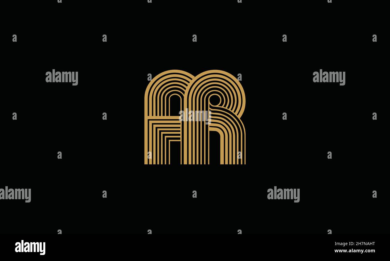 Letter AR Lines Logo Vector Design. Creative Letter AR Icon with Light Brown Parallel Lines and ...