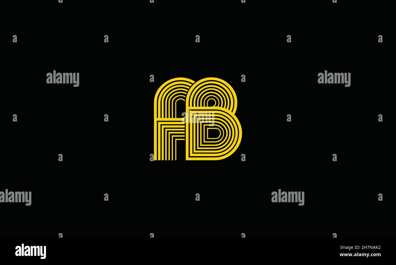 Letter AB Lines Logo Vector Design with Yellow parallel Lines and Black ...