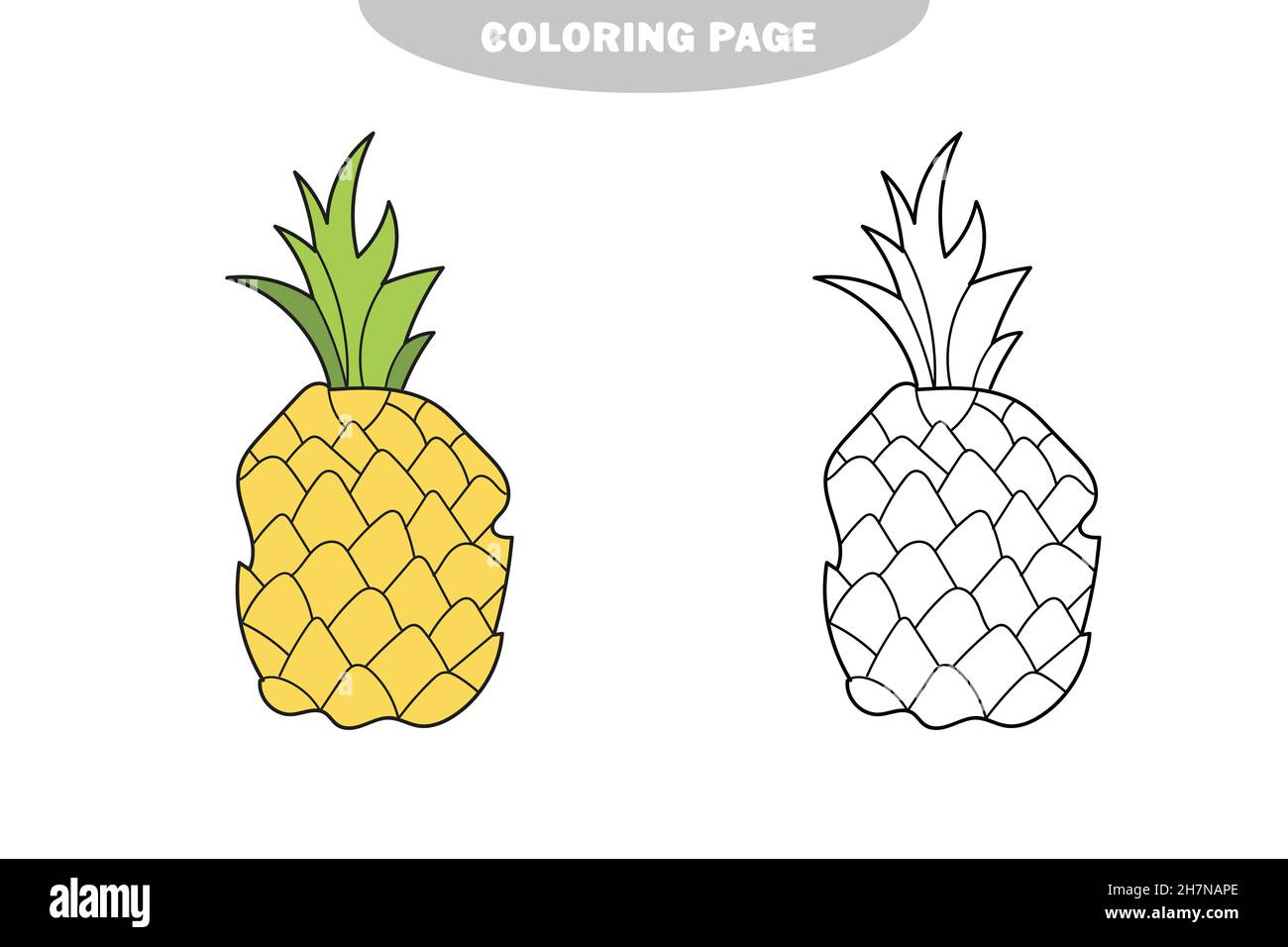 Simple coloring page. The pineapple to be colored. Coloring book to ...