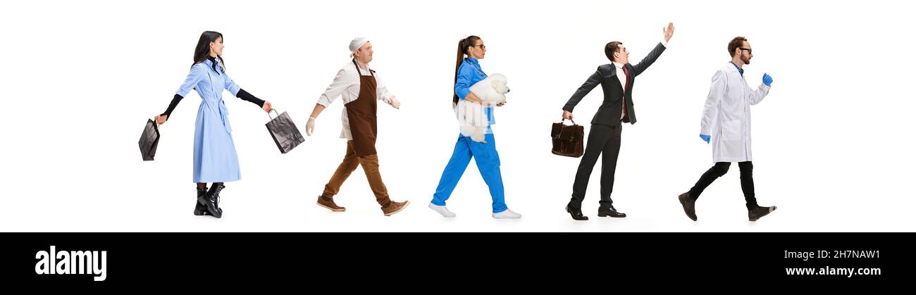 Group of people with different professions standing isolated on white ...