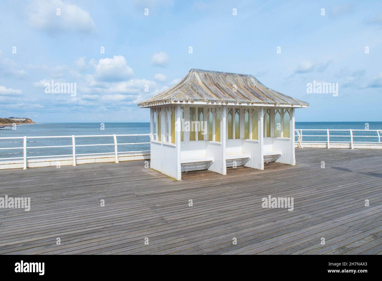 Victorian wind and rain shelter on a English pier Stock Photo - Alamy