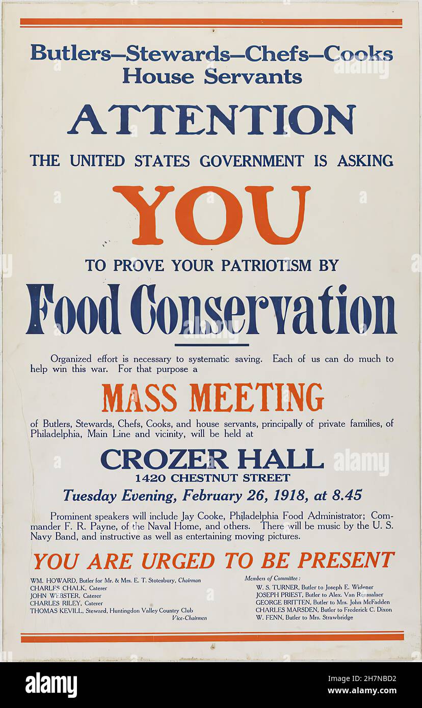 Food Conservation - World War One U.S.A Propaganda Poster Stock Photo ...