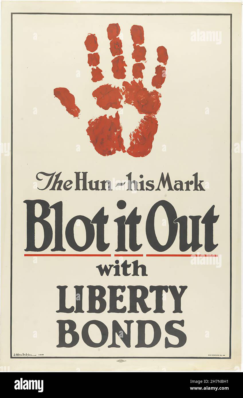 The Hun His Mark Blot It Out - World War One U.S.A Propaganda Poster ...