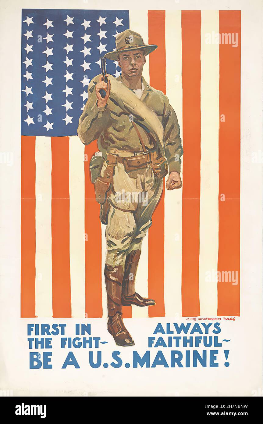 First In The Fight - World War One U.S.A Propaganda Poster Stock Photo ...