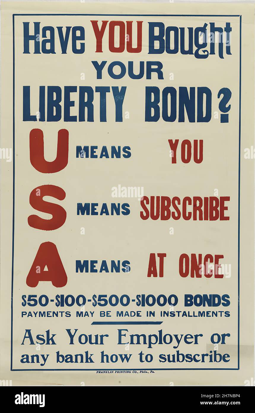 Have You Bought Your Liberty Bond - World War One U.S.A Propaganda ...