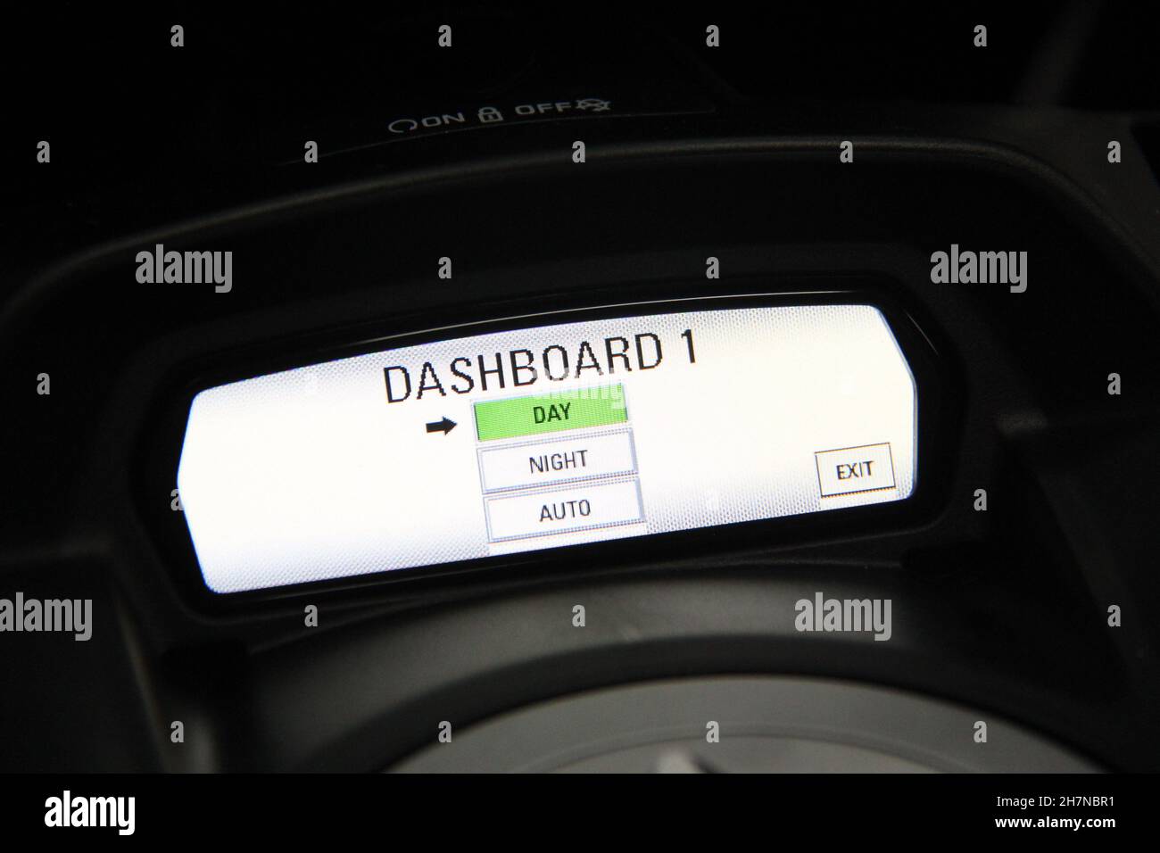 Moto Ducati Diavel: Close up on the lit instrument panel on display at ...