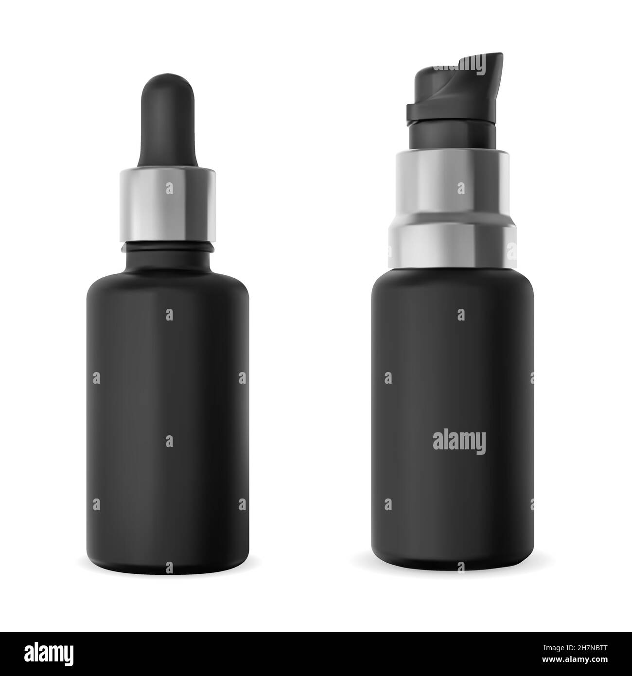Black glass dropper bottle. Airless pump serum bottle mock up ...