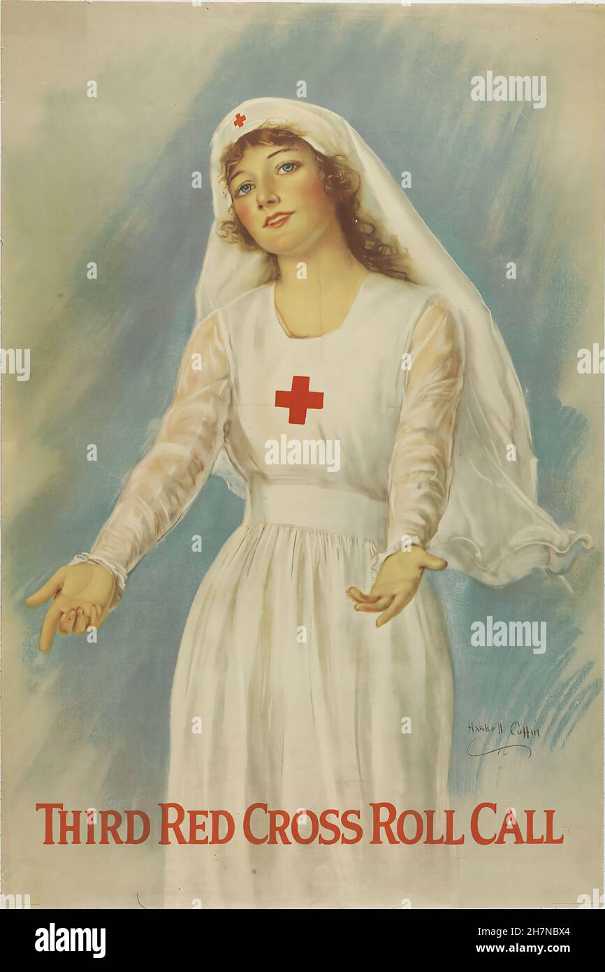 Third Red Cross Roll Call - World War One U.S.A Propaganda Poster Stock ...