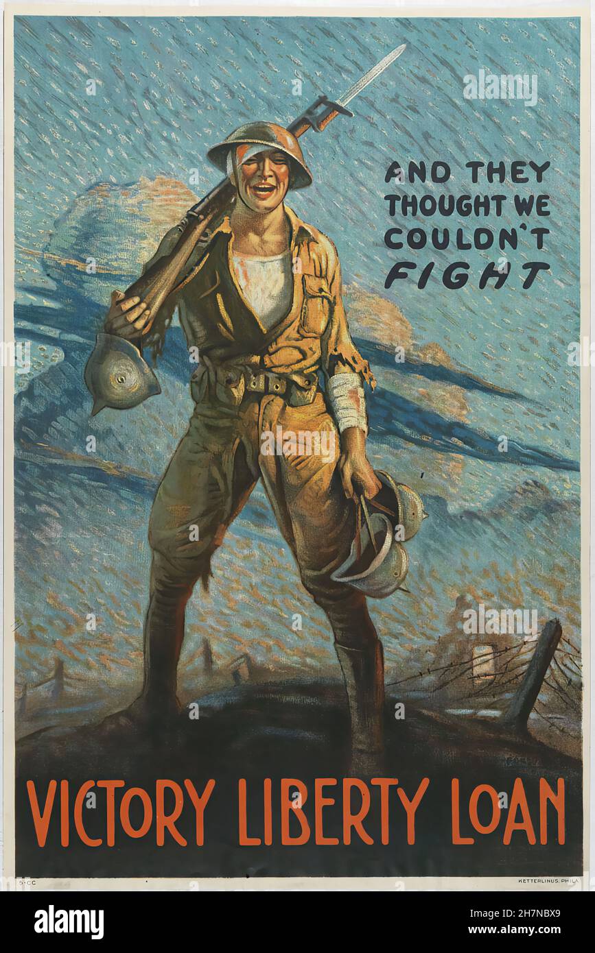 And They Thought We Couldnt Fight - World War One U.S.A Propaganda Poster Stock Photo - Alamy