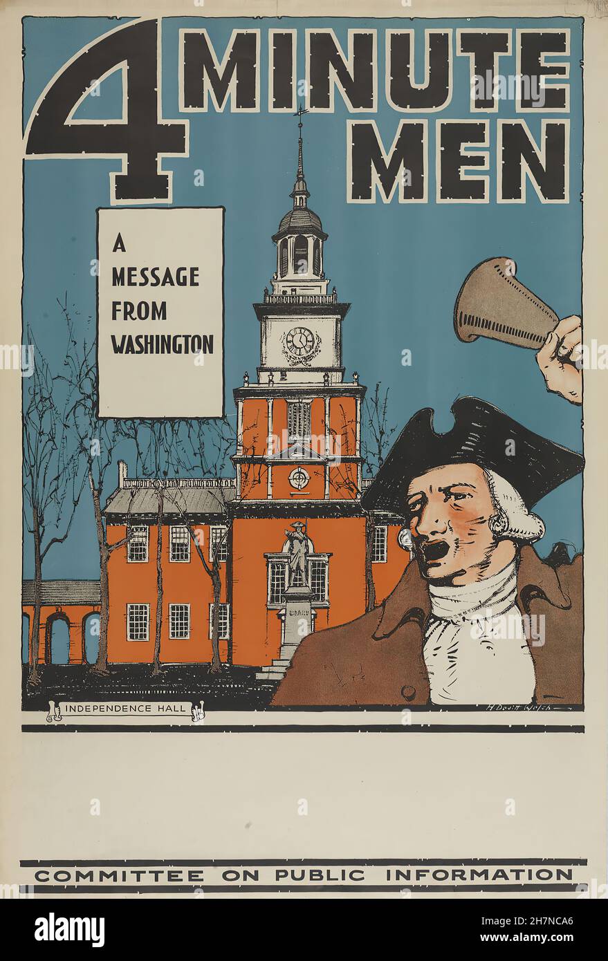 4 Minute Men Independence Hall - World War One U.S.A Propaganda Poster ...