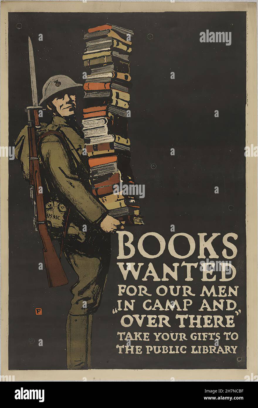 Books Wanted For Our Men - World War One U.S.A Propaganda Poster Stock ...