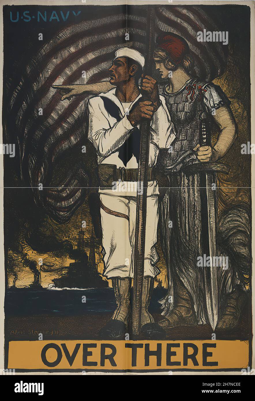 Us Navy Over There - World War One U.S.A Propaganda Poster Stock Photo ...