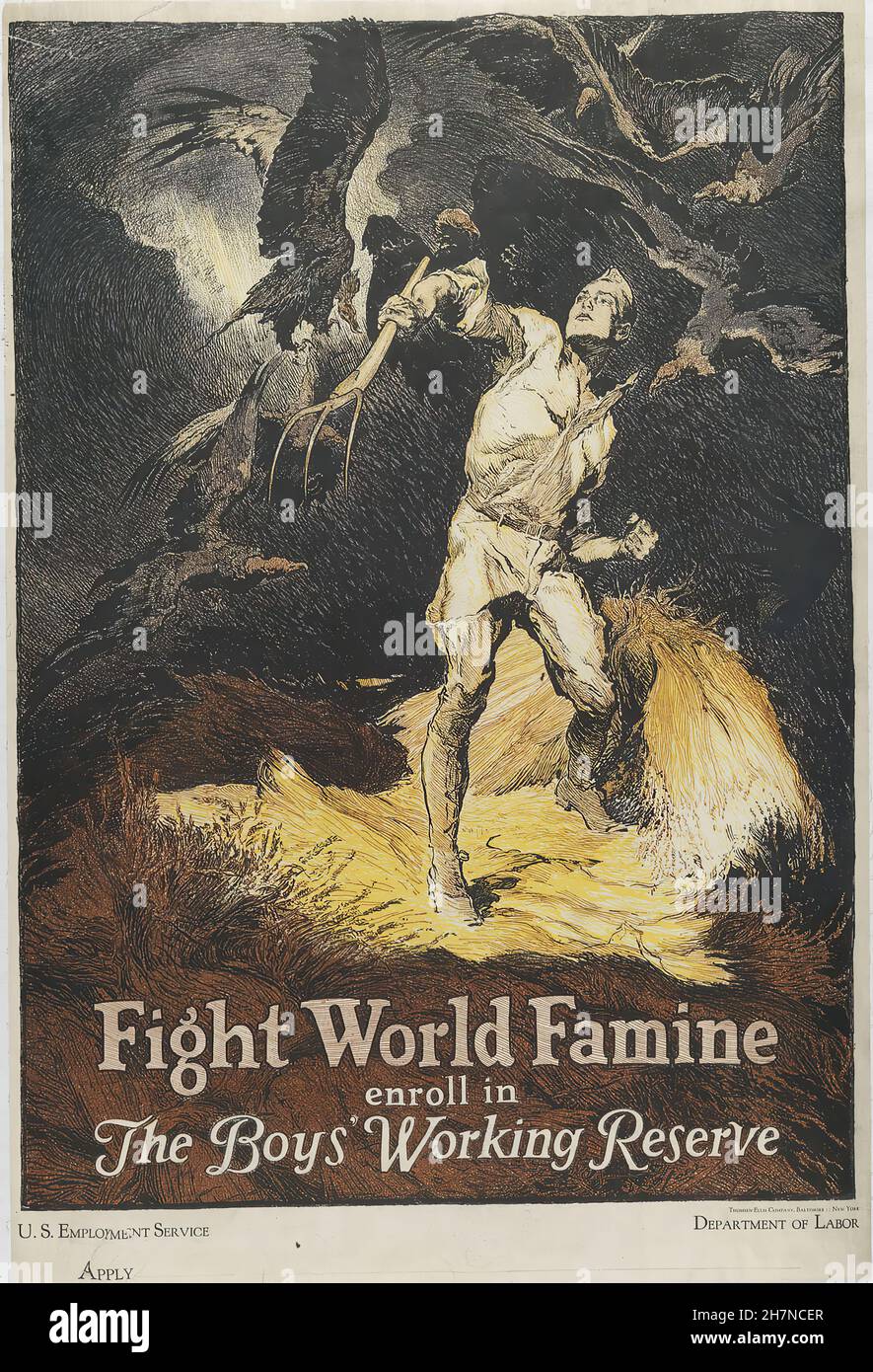 Fight World Famine - World War One U.S.A Propaganda Poster Stock Photo ...