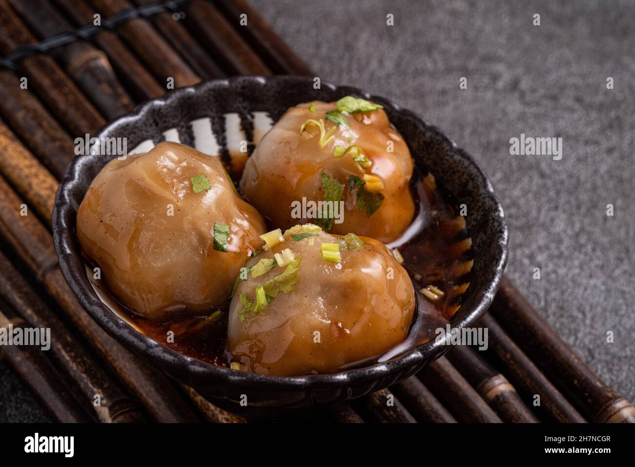 Close up of Bawan (Ba wan), Taiwanese meatball delicacy, delicious ...