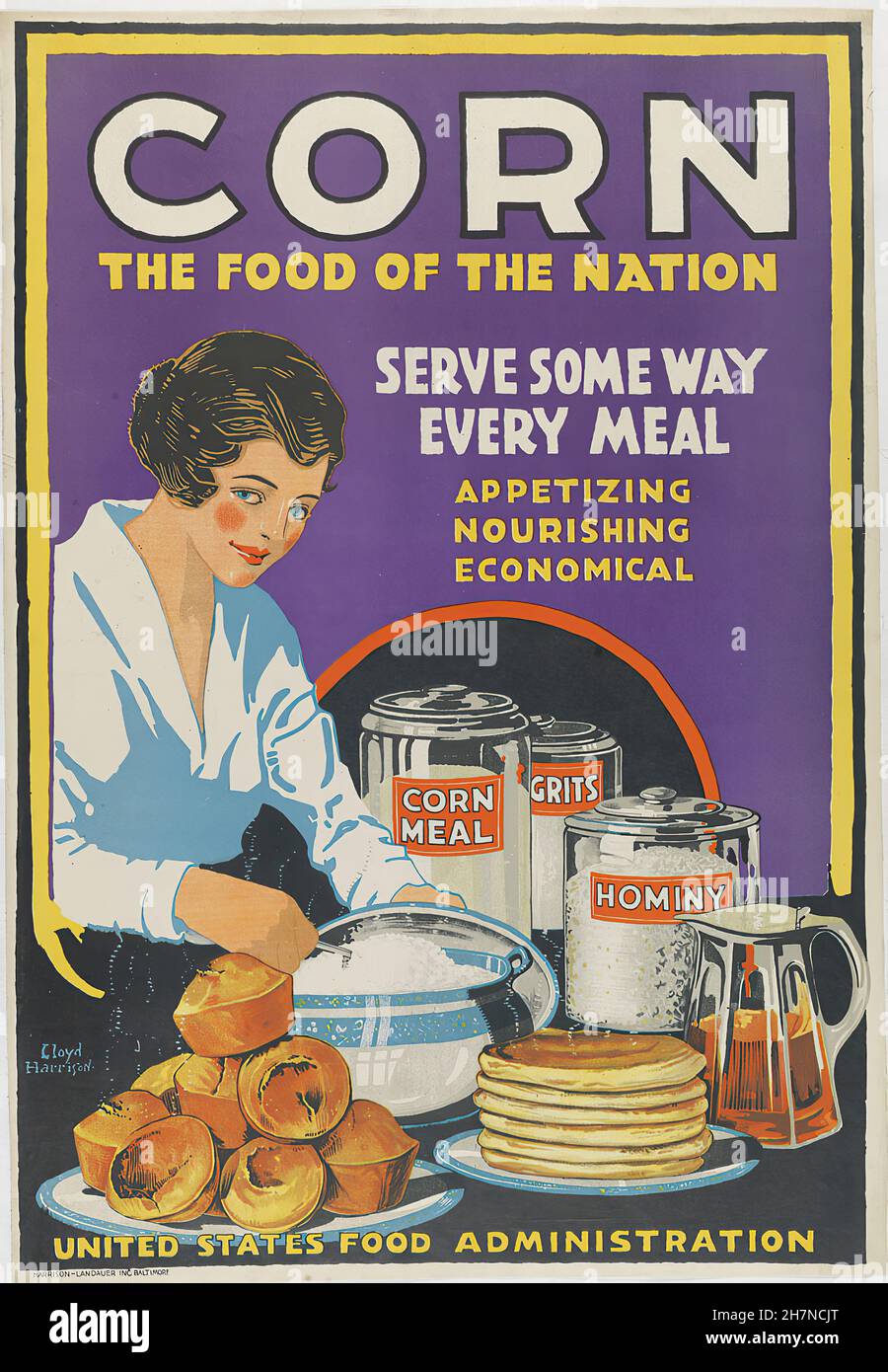 Corn The Food Of The Nation - World War One U.S.A Propaganda Poster ...