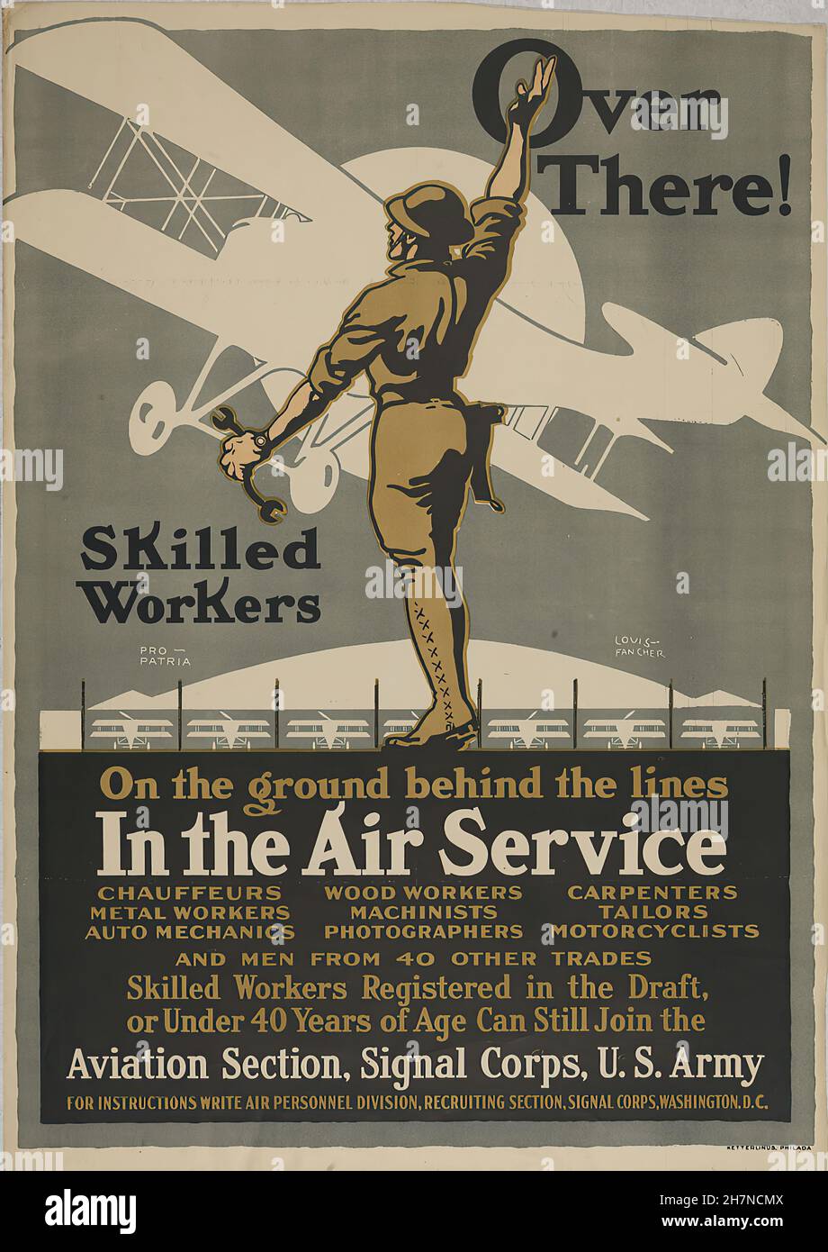 Over Therein The Air Service - World War One U.S.A Propaganda Poster ...